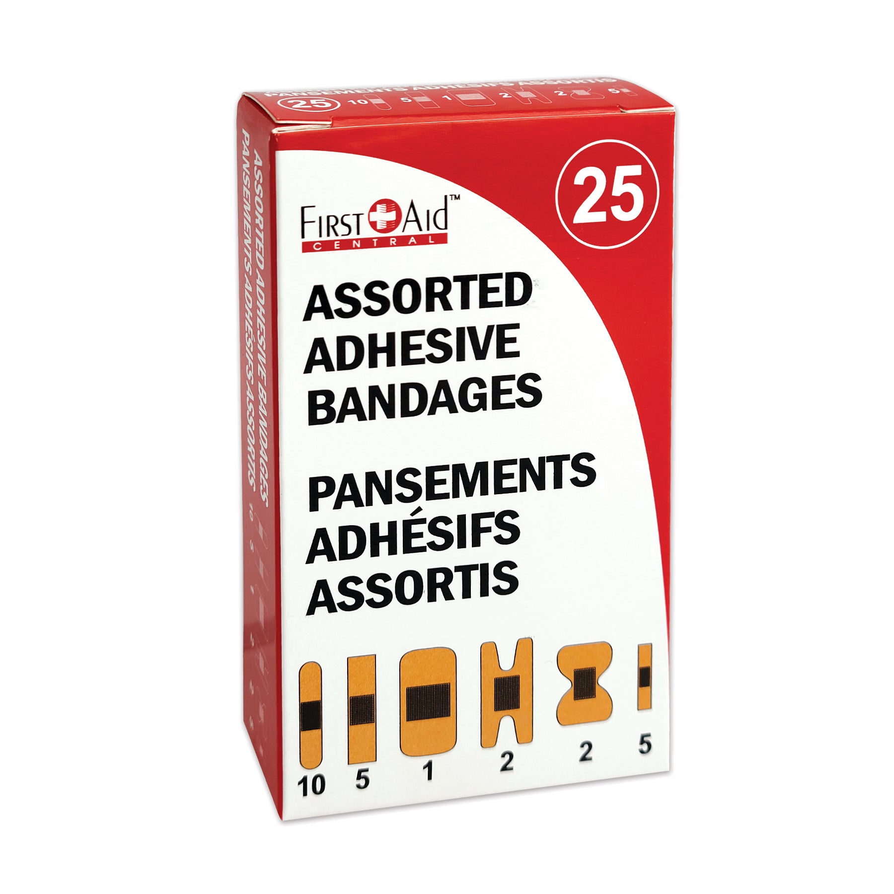 Assorted Adhesive Bandages, box of 25, FAC Brand